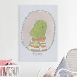 Bilderwelten Akustikbild Kulinarisch weiss Illustration Schallschutzbild - Koffeinhaltiger Dino - Getr&auml;nke Kinderzimmer Baby M&auml;dchen Jungen
