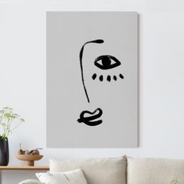 Bilderwelten Akustikbild Portrait beige Illustration Schallschutzbild - Alina Buffiere Illustration - Ich seh dich - Wandbild Wohnzimmer Schlafzimmer