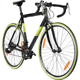 Galano Giro D'Italia Rennrad 28 Zoll Damen Herren 155 - 195 cm Fahrrad 14 G&auml;nge Fitnessrad schwarz gr&uuml;n 56 cm