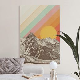 Bilderwelten Akustikbild Natur bunt modern Schallschutzbild - Berge mit buntem Himmel - Berg Wohnzimmer Schlafzimmer