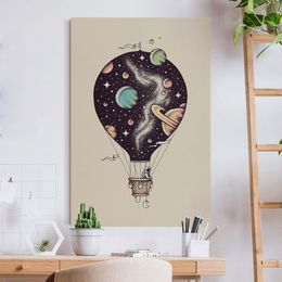 Bilderwelten Akustikbild Himmel beige Illustration Schallschutzbild - Kosmischer Ballon - Ballon Jugendzimmer