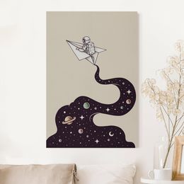 Bilderwelten Akustikbild Himmel beige Illustration Schallschutzbild - Kosmische Reise - Himmel Jugendzimmer