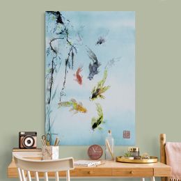 Akustikbild Japanische Aquarell Zeichnung Goldfische I