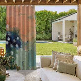 Outdoor Vorhang nach Ma&szlig; blickdicht - Abstrakte Schichten II - orange originell modern mit &Ouml;sen wetterfest Balkon Pergola