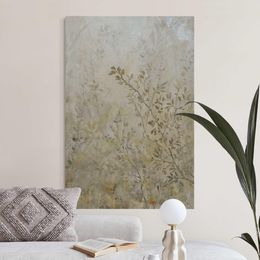 Bilderwelten Akustikbild Wald beige Abstrakt Schallschutzbild - Nebliges Dickicht im Wald - B&auml;ume Wohnzimmer Schlafzimmer