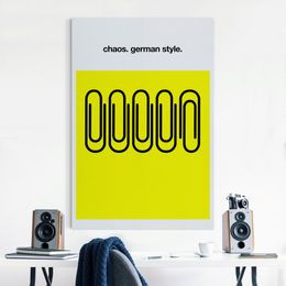 Bilderwelten Akustikbild Spr&uuml;che gelb Illustration Schallschutzbild - German Chaos - Spr&uuml;che Wohnzimmer Schlafzimmer