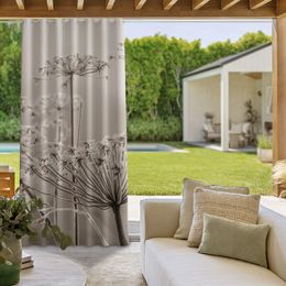 Bilderwelten Outdoor Vorhang nach Ma&szlig; blickdicht beige Sonnenschutz Landhaus mit &Ouml;sen - Doldenbl&uuml;ten im Frost - Gr&auml;ser Balkon Pergola