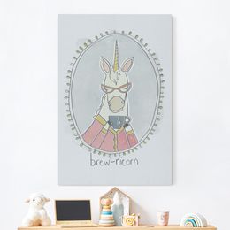 Bilderwelten Akustikbild Kulinarisch weiss Illustration Schallschutzbild - Koffeinhaltiges Einhorn - Getr&auml;nke Kinderzimmer Baby M&auml;dchen Jungen