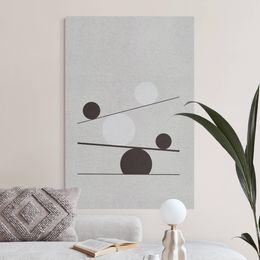 Bilderwelten Akustikbild originell schwarz weiss Illustration Schallschutzbild - Im Gleichgewicht - Wandbild Wohnzimmer Schlafzimmer