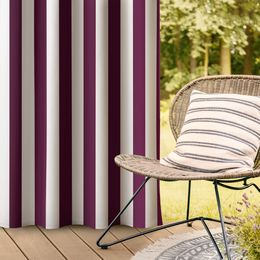 Bilderwelten Outdoor Vorhang nach Ma&szlig; blickdicht violett Sonnenschutz modern mit &Ouml;sen - L&auml;ngsstreifen in Fuchsia - Streifen Balkon Pergola