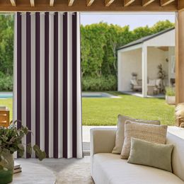 Outdoor Vorhang nach Ma&szlig; blickdicht - L&auml;ngsstreifen in Dunklem Violett - violett Sonnenschutz modern mit &Ouml;sen Streifen Balkon Pergola