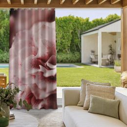 Bilderwelten Outdoor Vorhang nach Ma&szlig; blickdicht rosa Blumen Landhaus mit &Ouml;sen - Shabby Rosa Rose Pastell - Rose Balkon Pergola