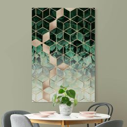 Akustikbild Gr&uuml;ne Bl&auml;tter goldene Geometrie
