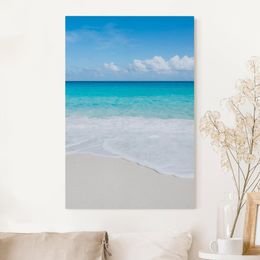 Bilderwelten Akustikbild Strand t&uuml;rkis Tropisch Schallschutzbild - Blaue Welle - Karibik Wohnzimmer Schlafzimmer