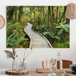 Bilderwelten Akustikbild Wald gr&uuml;n Tropisch Schallschutzbild - Pfad im Urwald - B&auml;ume Wohnzimmer Schlafzimmer