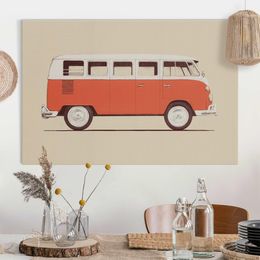 Bilderwelten Akustikbild Fahrzeuge beige Vintage Schallschutzbild - Old School Camper - Auto Landmaschine & LKW Wohnzimmer Schlafzimmer