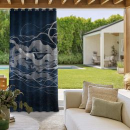 Bilderwelten Outdoor Vorhang nach Ma&szlig; blickdicht blau Tiere modern mit &Ouml;sen - Quallentanz I - wetterfest Balkon Pergola