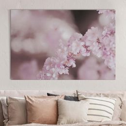 Bilderwelten Akustikbild Blumen braun Motiv Schallschutzbild - Kirschbl&uuml;te im Violetten Licht - Kirschbl&uuml;te Wohnzimmer Schlafzimmer