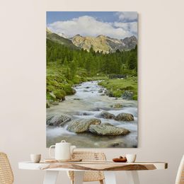 Bilderwelten Akustikbild Wald gr&uuml;n Motiv Schallschutzbild - Debanttal Nationalpark Hohe Tauern - Berg Wohnzimmer Schlafzimmer