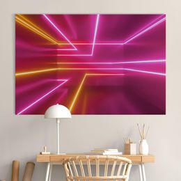 Bilderwelten Akustikbild pink Neon Art Schallschutzbild - Pinke Neonstreifen - Wandbild Jugendzimmer
