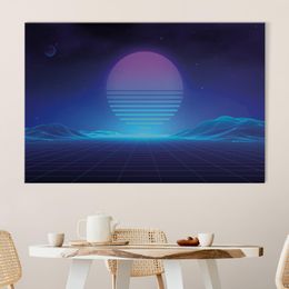 Bilderwelten Akustikbild blau Vintage Schallschutzbild - Retro Video in Blau - Retro Jugendzimmer