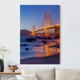 Bilderwelten Akustikbild Golden Gate Bridge am Abend