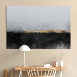 Akustikbild Abstrakter Goldener Horizont Schwarz Wei&szlig;