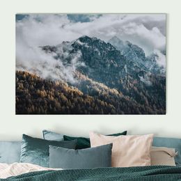 Bilderwelten Akustikbild Berge und Wald an einem Herbstmorgen