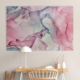 Bilderwelten Akustikbild Aquarell Pastell Rosa mit Gold
