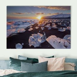 Bilderwelten Akustikbild Eisbrocken am Strand Island