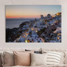 Bilderwelten Akustikbild Stadt violett Motiv Schallschutzbild - Santorini bei Nacht - Griechenland Wohnzimmer Schlafzimmer
