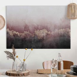 Bilderwelten Akustikbild originell rosa Abstrakt Aquarell - Goldene D&auml;mmerung Rosa - Wandbild Wohnzimmer Schlafzimmer