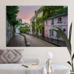 Bilderwelten Akustikbild Natur rosa Motiv Schallschutzbild - Rosa D&auml;mmerung in Paris - Architektur Wohnzimmer Schlafzimmer