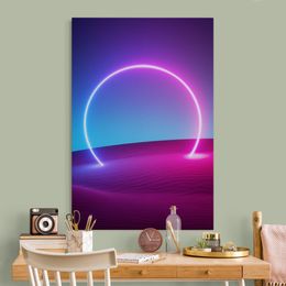 Akustikbild Neonlichtkreis im Sand