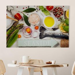 Bilderwelten Akustikbild Kulinarisch bunt Shabby Schallschutzbild - Seaside - Gem&uuml;se K&uuml;che