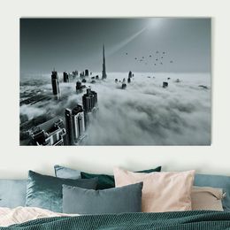 Bilderwelten Akustikbild Stadt schwarz weiss Motiv Schallschutzbild - Up and Above - Architektur Wohnzimmer Schlafzimmer
