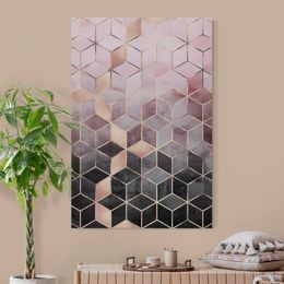 Akustikbild Rosa Grau goldene Geometrie