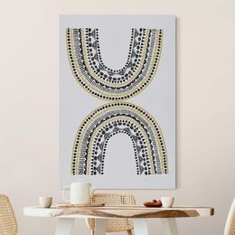Bilderwelten Akustikbild originell beige Abstrakt Schallschutzbild - Regenbogentribal - Wandbild Wohnzimmer Schlafzimmer