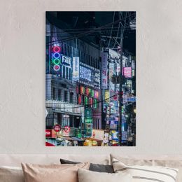 Bilderwelten Akustikbild Stadt bunt Motiv Schallschutzbild - Nachtleben von Seoul - Architektur Wohnzimmer Schlafzimmer