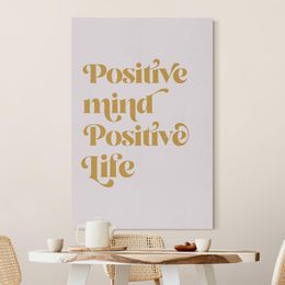 Bilderwelten Akustikbild Spr&uuml;che beige modern Schallschutzbild - Positive Mind - Motivation Wohnzimmer Schlafzimmer