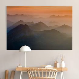 Bilderwelten Akustikbild Natur orange Motiv Schallschutzbild - Blick von der Zugspitze - Berg Wohnzimmer Schlafzimmer