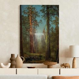 Bilderwelten Akustikbild Wald gr&uuml;n Vintage Schallschutzbild - Peaceful - B&auml;ume Wohnzimmer Schlafzimmer