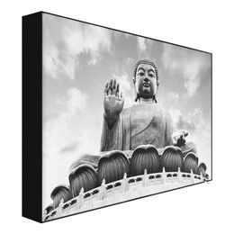Bilderwelten Akustik-Wechselbild Gro&szlig;er Buddha Schwarz-Wei&szlig;