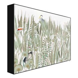Bilderwelten Akustik-Wechselbild Flamingo und Storch mit Pflanzen