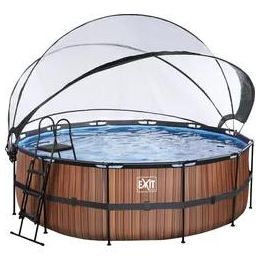 Framepool EXIT "inkl. multifunktionaler Poolabdeckung & W&auml;rmepumpe", braun, H:122cm &Oslash;:427cm, Schwimmbecken, &Oslash;xH: 427x122 cm, mit Sandfilteranlage und Sicherheitsleiter