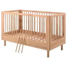Babybett Home Affaire "hochwertig, stabil gebaut, Made in Europe, Oberfl&auml;che ge&ouml;lt lt. EN71-3", braun (eiche natur ge&ouml;lt), B:144,4cm H:88cm T:74cm, Massivholz, Babybetten, Babybett, 70/140 cm, mit Schlupfsprossen und Lattenrost, h&ouml;henverstellbar