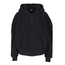 Sweatjacke Urban Classics "Urban Classics Damen Ladies Oversized Sherpa Zip Hoody", Damen, Gr. L, schwarz, 100% Polyester, unifarben, Sweatjacken Sweatjacke