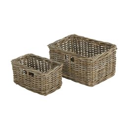 HOME STORY Rattankorb 2er Set braun Rattan Ma&szlig;e (cm): B: 39 H: 22 T: 28.0 &raquo; M&ouml;bel Kraft