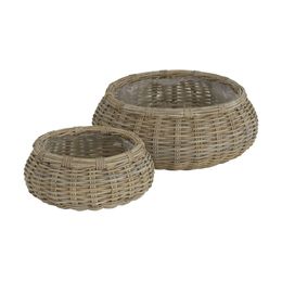 HOME STORY Rattankorb 2er Set braun Rattan,Kunststoff Ma&szlig;e (cm): H: 24 &Oslash;: 58.0 &raquo; M&ouml;bel Kraft
