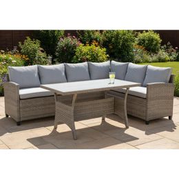 Ambia Garden Loungegarnitur, Grau, Metall, Kunststoff, Textil, 3-teilig, 234x178 cm, Loungem&ouml;bel, Gartenlounge-Sets